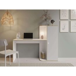 OTTO home Schreibtisch &raquo;ELLEETE Computertisch mit viel Stauraum, Ma&szlig;e B/T/H: 160/53,3/128,7 cm&laquo; B&uuml;rotisch mit 1 T&uuml;r und mehreren Regalf&auml;chern grau B/H