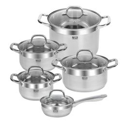 RESTO Kitchenware Topf-Set &raquo;LIBRA, sp&uuml;lmaschinengeeignet&laquo; Set, 1x So&szlig;entopf &Oslash; 16 cm m. Deckel, 4x Kochtopf &Oslash; 18/20/22/24 cm m. Deckel, 10 tlg. 