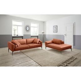Egoitaliano Polstergarnitur &raquo;Masu, Design trifft sensationellen Sitzkomfort&laquo; Set besteht aus 2,5-Sitzer, freistehende Ottomane und 3 Rollkissen rot Leder &raquo;BULL&laquo; (