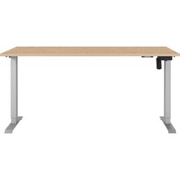 Germania Schreibtisch &raquo;Boras&laquo; Breite 120/140/160/180 cm, Metallgestell, elektrisch h&ouml;henverstellbar B/H/T: 180cm x 120cm x 80cm, Gestellfarbe Silber