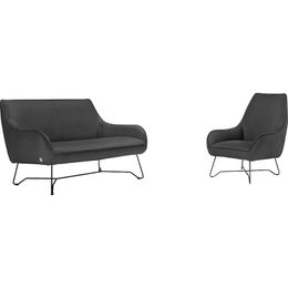 Egoitaliano Polstergarnitur &raquo;Namy, Designobjekt mit hohem Sitzkomfort und toller Detailverarbeitung&laquo; Set aus 2-Sitzer und Sessel, edles Metallgestell schwarz 