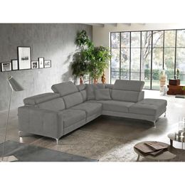 Egoitaliano Ecksofa &raquo;Matt, hoher Sitzkomfort und aufwendige Detailverarbeitung, L-Form&laquo; mit Ottomane, inkl. verstellbarer Kopfteile zum Relaxen grau Luxus-