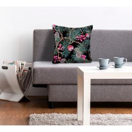 queence Dekokissen &raquo;Under the Mistletoe&laquo; Kissenh&uuml;lle,Mistelzweig,Weihnachten,Festlich,Gr&uuml;nes Motiv,Winterlich gr&uuml;n Polyester B/L: 40cm x 40cm, 1 Stk.