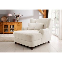 OTTO home XXL-Sessel &raquo;Oase, B: 120 cm, Sitzh&ouml;he: 50 cm - OTTO. Verl&auml;ssliche Qualit&auml;t.&laquo; mit 2 Zierkissen & Massivholzf&uuml;&szlig;e beige Luxus-Microfaser (90% 