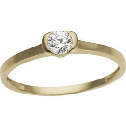 Firetti Damen Fingerring &raquo;Schmuck Geschenk Gold 333 Damenring Goldring Verlobung Herz Solit&auml;r&laquo; mit Zirkonia (synth.) gold 19, Gelbgold 333, 1mm