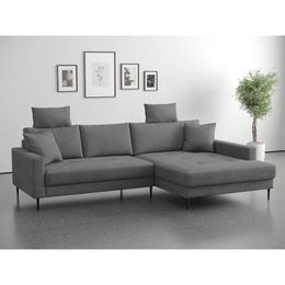 Trends by HG Ecksofa &raquo;Summer L-Form, B: 280cm, in Cord & Struktur&laquo; wahlweise mit Kopfst&uuml;tzen, schwarze Metallf&uuml;&szlig;e grau 90% Polyester;10% Nylon B/H/T: 