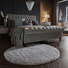 FLAIR RUGS Hochflor-Teppich &raquo;Feather&laquo; rund 40 mm H&ouml;he grau Kunstfaser &Oslash; 133cm 1 Stk., 40mm, &Oslash; 133cm
