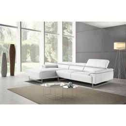 Egoitaliano Ecksofa &raquo;Malika, edel und bequem, Designsofa mit hochwertigen Bez&uuml;gen, L-Form&laquo; mit Recamiere, inkl. Kopfteilverstellung und chromfarbenen Metallf&uuml;&szlig;en 