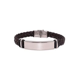Firetti Herren Lederarmband &raquo;Schmuck Geschenk Armschmuck ID-Armband- Optik&laquo; Made in Germany braun 20cm, Edelstahl Kautschuk Leder