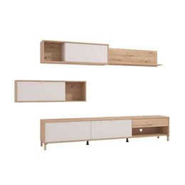 Home Affaire Wohnwand &raquo;Norwich Anbauwand, Wohnkombination, Wohnzimmer-Set&laquo; 4 Stk. tlg. Holzwerkstoff, MDF, Metall B/H/T: 234cmcm x 196,5cmcm x 40cmcm