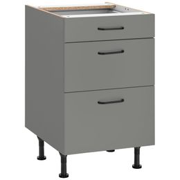 Optifit Unterschrank &raquo;Elga&laquo; mit gro&szlig;en Ausz&uuml;gen, Breite 50 cm grau Holzwerkstoff basaltgrau, B/H/T: 50cm x 87cm x 58,4cm, Schubladen: 3 Stk.