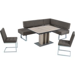 K+w Komfort & Wohnen K+W Komfort & Wohnen Eckbankgruppe &raquo;Spider II&laquo; Set, 4 Stk. tlg. langer Schenkel 227cm, 2 Freischwinger, Auszugstisch in Breite 130 cm grau B/H/T: 88cm