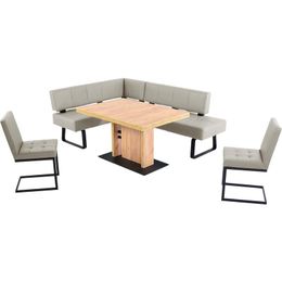 K+w Komfort & Wohnen K+W Komfort & Wohnen Essgruppe &raquo;Spider II&laquo; 4 Stk. tlg. langer Schenkel wahweise in 2 Breiten, 2 Freischwinger, 1 Tisch grau B/H/T: 88cm x 50cm, Leder 