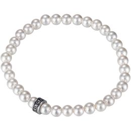 Kingka Damen Perlenarmband &raquo;Schmuck Geschenk Edelstahl Armschmuck Armkette Rondell&laquo; mit Muschelperle silber 21cm, Edelstahl Nylon Perlen