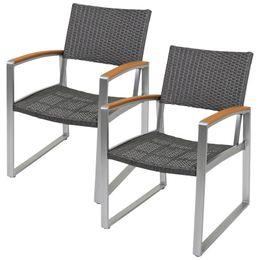 Garden Pleasure Gartenstuhl &raquo;AVA&laquo; (Set) 2 Stk.2er Set, Polyrattan/Teakholz, altwei&szlig; grau Kunststoff B/H/T: 66cm x 84cm x 56cm, 2 Stk.