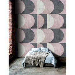 Livingwalls living walls Vliestapete &raquo;Geometrische Tapete Halbkreise Retro Mustertapete&laquo; matt glatt rosa Vlies B/L: 2,7m x 4m, Rollen: 1
