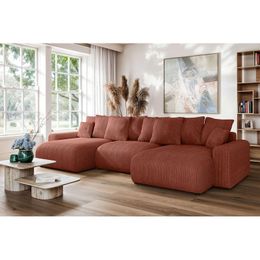 Home Affaire Wohnlandschaft &raquo;LAKESIDE mit Bettfunktion und Bettkasten, Ma&szlig;e B/T/H: 332,5/142/84 cm&laquo; U‐Form mit vielen Kissen und Wellenunterfederung 