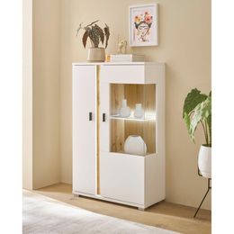 Home Affaire Vitrine &raquo;LONG ISLAND, Stauraumvitrine&laquo; 1 Stk. tlg. in moderner Trendfarbe,inklusive senkrechter Beleuchtung,Breite 80 cm wei&szlig; 