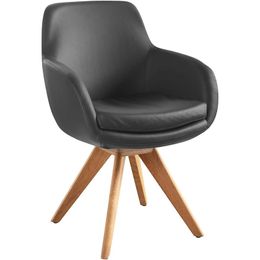 Musterring Esszimmerstuhl &raquo;Tavia&laquo; (Set) 2 Stk.Stativgestell Eiche Bianco, Drehfunktion optional, diverse Farben grau B/H/T: 62cm x 86cm x 66cm, 2 Stk., Echtleder