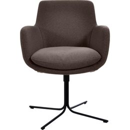K+w Komfort & Wohnen K+W Komfort & Wohnen Esszimmerstuhl &raquo;Pego Drehstuhl&laquo; () filigranem 4-Fu&szlig;-Gestell in schwarz braun B/H/T: 59cm x 84cm x 65cm, Flachgewebe Q2 2250