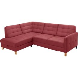 exxpo - sofa fashion Ecksofa &raquo;Elio, kompakt & bequem, zeitloses Design, Breite 228cm, L-Form&laquo; wahlweise mit Bettfunktion und Bettkasten rot B/H/T: 