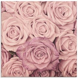 Artland Glasbild &raquo;Rosen&laquo; Blumen 1 Stk. tlg. in verschiedenen Gr&ouml;&szlig;en pink B/H/T: 50cm x 50cm, Glasbild Blumen quadratisch, 1 Stk.