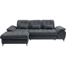 Home Affaire Ecksofa &raquo;Lazio modern und bequem, schmale Armlehnen, tolle Detailverarbeitung&laquo; grau 100% Polyester B/H/T: 273cm x 189cm, Microfaser, 