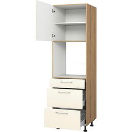 KOCHSTATION Backofenumbauschrank &raquo;KS-Trea SB2AS-195-3&laquo; mit zwei T&uuml;ren und zwei Einlegeb&ouml;den, H&ouml;he 195 cm wei&szlig; eiche astig, B/H/T: 60cm x 195cm x 56cm,