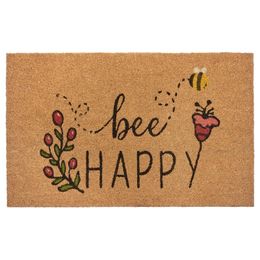 Hanse Home Fu&szlig;matte &raquo;Bee Happy, T&uuml;rmatte&laquo; rechteckig 15 mm H&ouml;he Kokos, Schmutzfangmatte, Outdoor, Rutschfest, Innen, Kokosmatte, Flur braun Kokos B : 