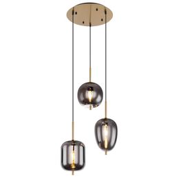 Globo LIGHTING H&auml;ngeleuchte &raquo;BLACKY I&laquo; E14 1 Stk. H&auml;ngeleuchte Messing matt, 3 Gl&auml;ser, h&ouml;henk&uuml;rzbar, E14 3, &Oslash; 46cm H: 120cm, 1 Stk.