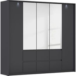 Rauch Dreht&uuml;renschrank &raquo;Mainz mit Spiegel und Passepartout&laquo; optional mit Beleuchtung, Au&szlig;ent&uuml;ren mit Push-to-Open Funktion grau Holzwerkstoff B/H/T: 