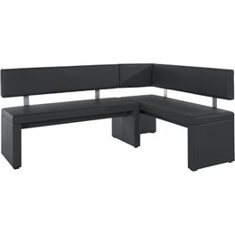 OTTO home Eckbank &raquo;Charissa&laquo; in 3 Gr&ouml;&szlig;en, verschiedene Qualit&auml;ten schwarz Holzwerkstoff, Massivholz B/H/T: 190cm x 90cm x 140cm, Kunstleder, langer 