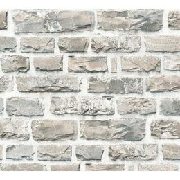Livingwalls living walls Vliestapete &raquo;Neue Bude 2.0&laquo; Motiv Steinoptik gemustert leicht strukturiert Landhaus Tapete Stein Tapeten Wohnzimmer Schlafzimmer K&uuml;che 