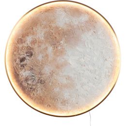 Gilde Metallbild &raquo;Bild rund Moon&laquo; Weltraum 1 Stk. tlg. braun Poly-Leinwand B/H/T: 70cm x 70cm x 3,5cm, Weltraum, 1 Stk.