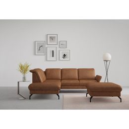 Sit & More sit&more Ecksofa &raquo;Fashion L-Form&laquo; wahlweise mit Kopfteilverstellung und Vorziehsitz, motorisch braun B/H/T: 250cm x 84cm x 207cm, Luxus-Microfasermit 