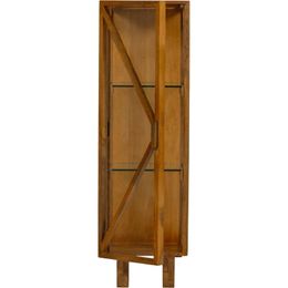 Woood Vitrine &raquo;Kella Mangoholz mit Glast&uuml;ren und Glaseinlegeb&ouml;den 40 x 39 x 137 cm&laquo; Tragkraft 5&ndash;7 kg pro Glasboden, Wandbefestigung empfohlen 