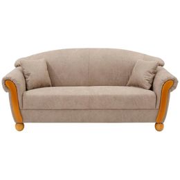 Home Affaire 3-Sitzer &raquo;Milano Vintage&laquo; mit Federkern, Bezug in Lederoptik, incl. Zierkissen beige B/H/T: 190cm x 83cm x 81cm, Luxus-Microfaser in 