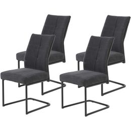 Hela Esszimmerstuhl &raquo;Dagmar&laquo; (Set) 4 Stk.Schwingstuhl mit bequemer Federkern Polsterung, Cord Bezug grau Metall, Stoff B/H/T: 50cm x 65cm, 4 Stk., 
