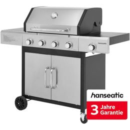 Hanseatic Gasgrill &raquo;Rockford, 4 Brenner + Seitenbrenner 14,5 kw Gesamt&laquo; inkl. 3 Jahre Herstellergarantie silber B/H/T: 133cm x 59cm