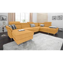 Sit & More sit&more Wohnlandschaft &raquo;Avignon U-Form&laquo; optional Schlaffunktion & Stauraum, inklusive Kopfteilverstellung gelb Flachgewebe (90% Polyester, 10% 