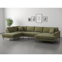 Trends by HG Wohnlandschaft &raquo;Summer&laquo; U-Form, B: 360cm in Cord & Struktur gr&uuml;n 90% Polyester;10% Nylon B/H/T: 360cm x 86cm x 195,5cm, Struktur, 