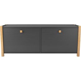 WOODMAN Schuhbank im skandinavian Design, Holzfurnier aus Eiche, FSC -zertifiziert schwarz B/H/T: 125cm x 48cm x 35cm, 2 Klappen