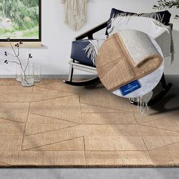 Villeroy & Boch Wollteppich &raquo;Ursule&laquo; rechteckig 10 mm H&ouml;he L&auml;ufer, handgewebt, Wolle, Natur, Wohnzimmer, Geometrie, Boho beige Wolle B : 190cm 1 Stk., 10mm, L: 280cm