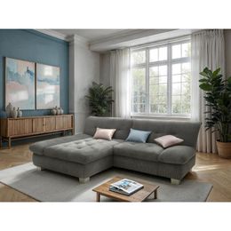 DOMO collection Ecksofa &raquo;100031 234x157 cm, kompakt, komfortabel & bequem, L-Form&laquo; whlw. mit Bettfunktion und Armteilverstellung grau 100% Polyester B