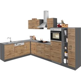 KOCHSTATION Winkelk&uuml;che &raquo;KS-Colmar&laquo; mit E-Ger&auml;ten, Stellbreite 210/330 cm grau B/H/T: 210cm x 330cm