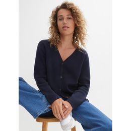 bonprix Damen bonprix Strickjacke Loose fit, Milano Strick, Casual Stil, aus Baumwolle und Polyacryl blau 36/38 (S)