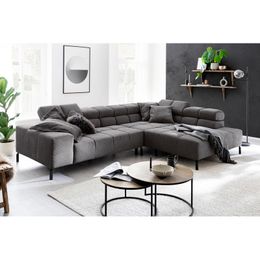 Home Affaire Ecksofa &raquo;Ancona New, wahlweise motorische Sitztiefenverstellung, auch in Cord&laquo; feine Steppung, mit Kopfteilverstellung, 3 Zierkissen, L-