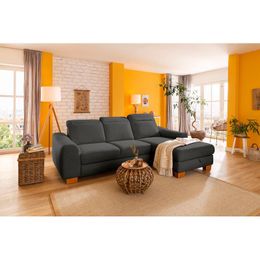 Home Affaire Ecksofa &raquo;Dundee L-Form&laquo; wahlweise mit Kopfteilverstellung und zus&auml;tzlich mit Schlaffunktion grau Luxus-Microfaser Florence (100% 