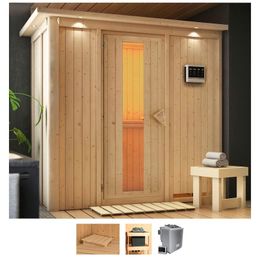 Karibu Sauna &raquo;Vada&laquo; Set, Ofen 9 kW Bio externe Strg easy beige Bio-Kombiofen, externe Steuerung, 9 kW