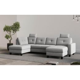 OTTO home Wohnlandschaft &raquo;Varese&laquo; wahlweise mit Schlaffunktion und Bettkasten grau 95%Polyester 5%Polyamid B/H/T: 304cm x 91cm x 170cm, Flachgewebe 